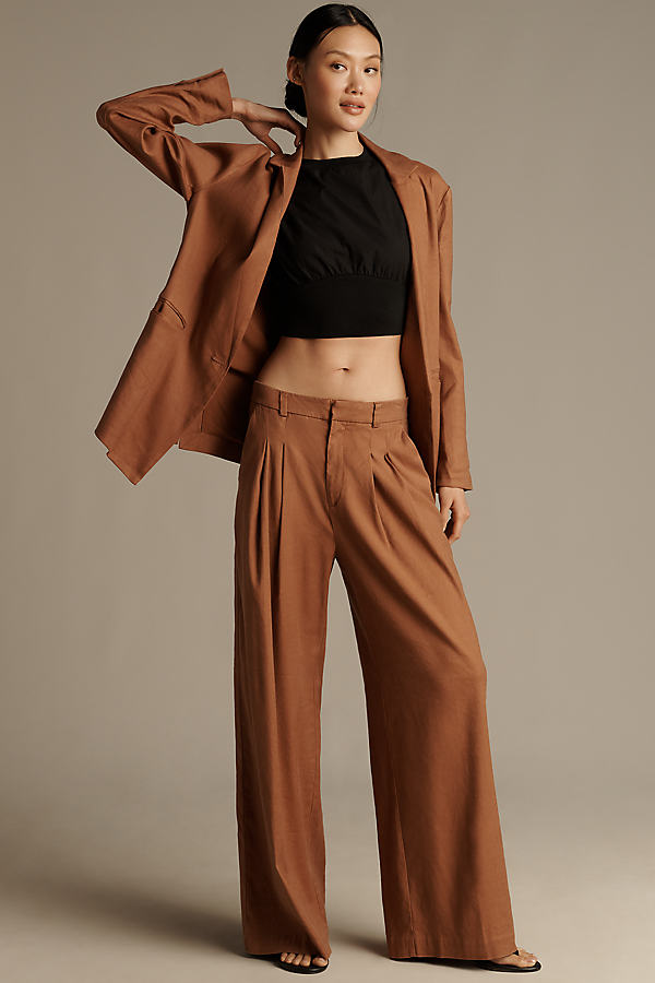 MAEVE Maeve Avery Pleated Wide-Leg Trousers